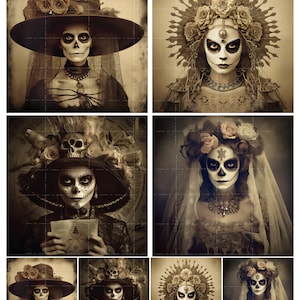 La Catrina Printable Card Making Supplies: Digital Dia De Los Muertos ...