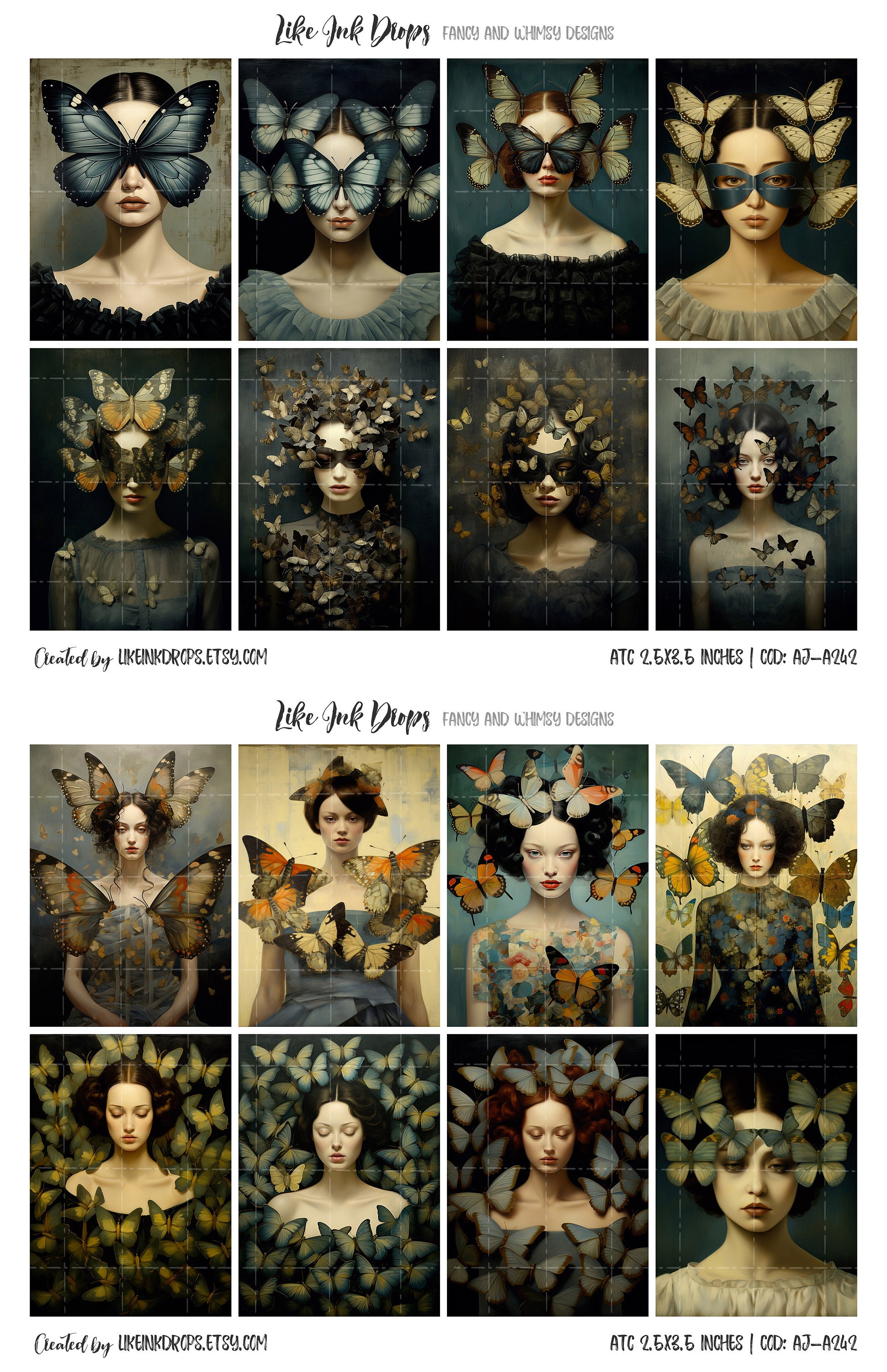 Printable Dreamy and Romantic Digital Collages With Ladies and ...