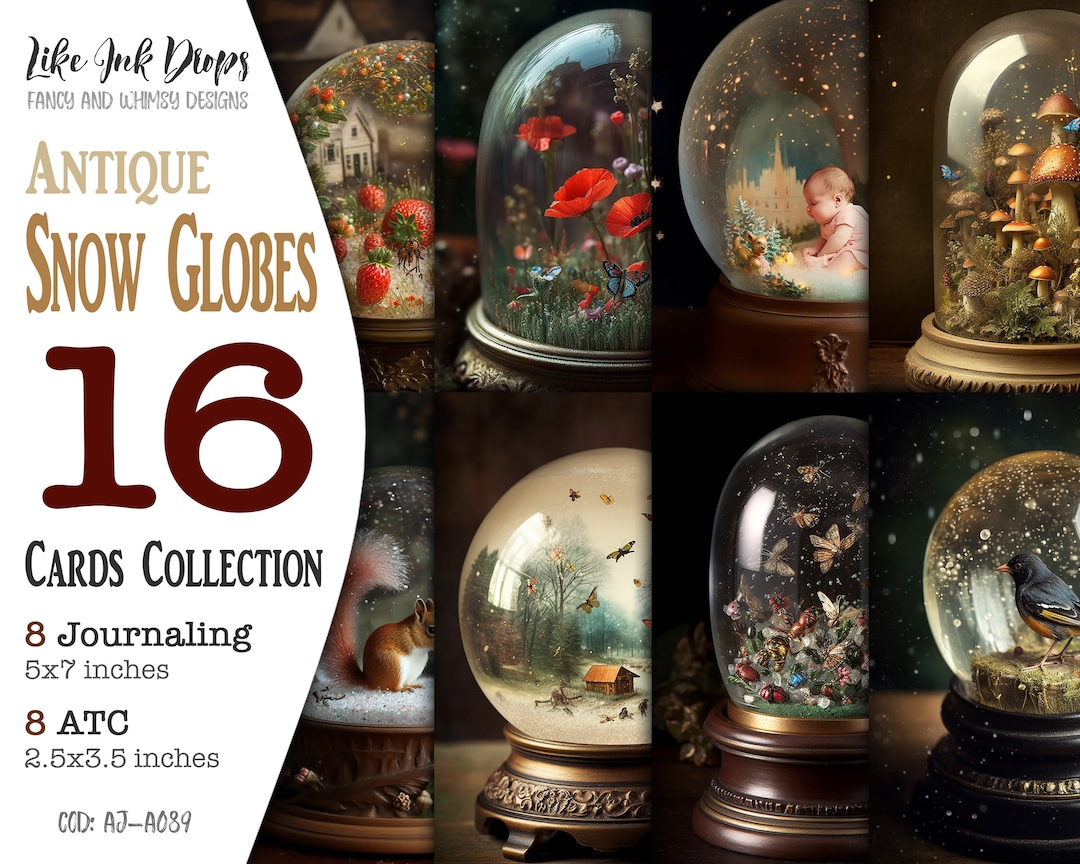 Antique Snow Globes Collection: Colorful Printable ATC and Journaling ...