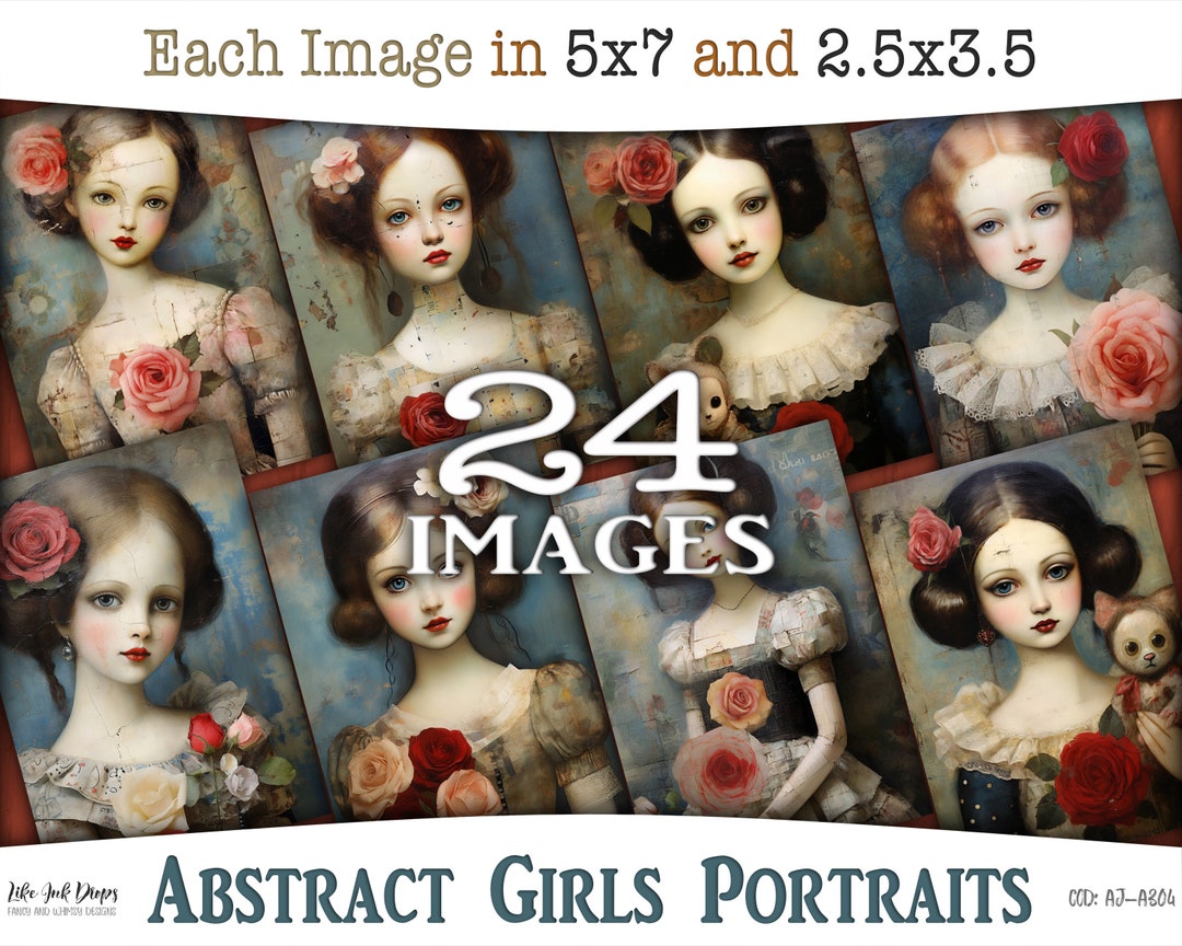 Abstract Girls Portraits, Digital Prints Collection: Printable ATC ...