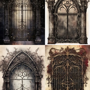 Mystical Dark Gothic Iron Gates Digital Images for Junk Journals and ...