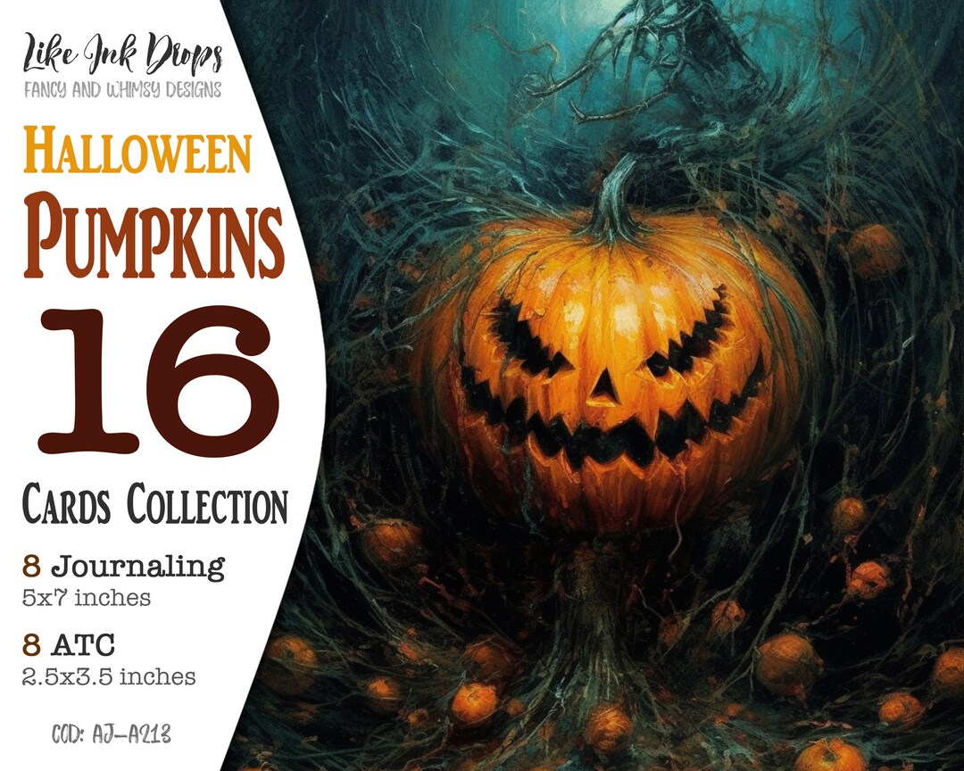 Halloween Pumpkins Junk Journal Digital Encaustic Illustrations ...