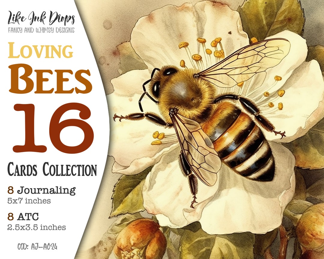 16 Printable Loving Honeybees Digital Cards: Vintage Postcard-style ...