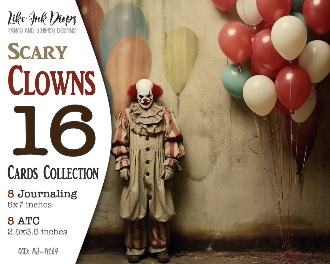 Scary Clowns Junk Journal Digital Cards: Printable Collection of ...