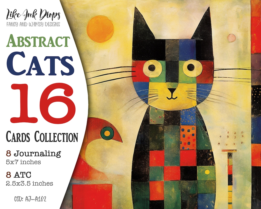 Abstract Cats Digital Journaling Pages and ATC Cards Collection ...