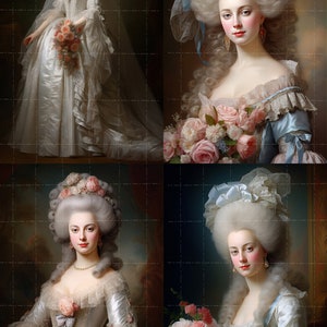 Marie Antoinette Digital Portraits: 20 Half Papers Rococo Style ...