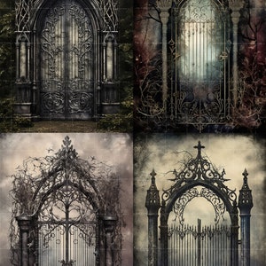 Mystical Dark Gothic Iron Gates Digital Images for Junk Journals and ...
