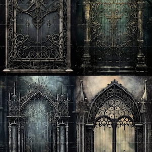 Mystical Dark Gothic Iron Gates Digital Images for Junk Journals and ...