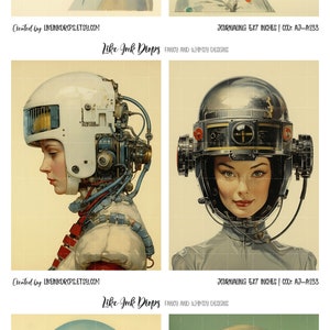 Retro Futuristic Portraits, Digital Prints: 1950s Style Illustrations ...