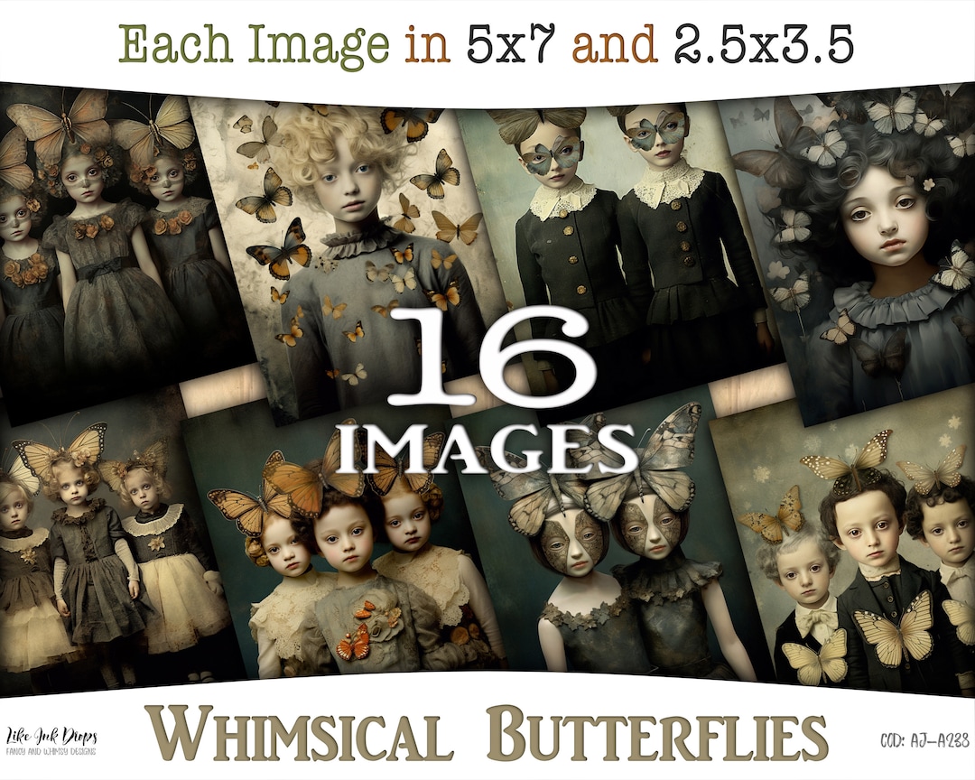 Whimsical Butterflies and Children Digital Prints: Printable Collection ...
