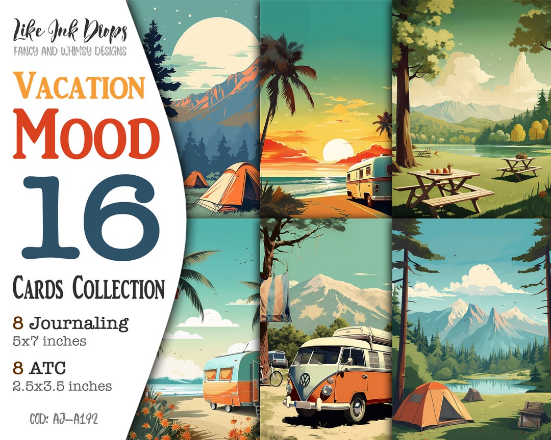 Vacation Printable Images: Colorful Digital Atc Cards and Journaling ...