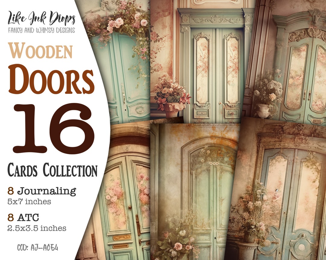 Wooden Doors With Flowers Atc Cards and Journaling Pages Collection: 16 ...