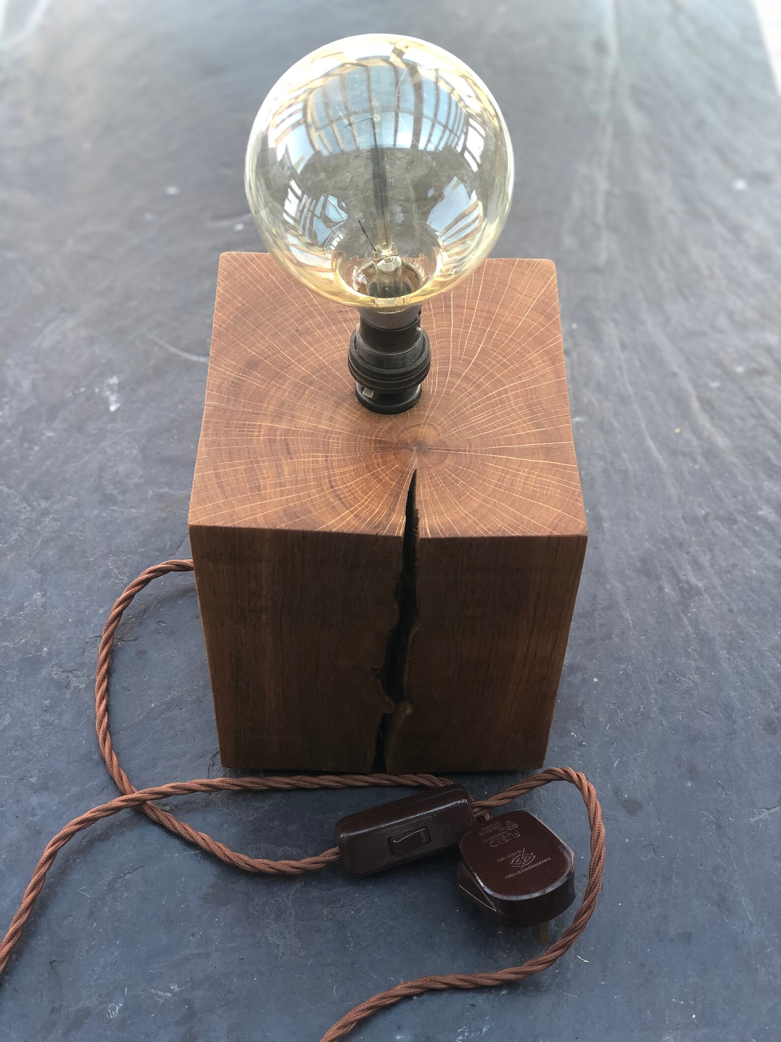 Oak Block Lamp - Etsy UK
