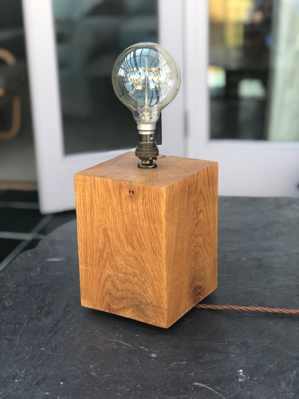Oak Block Lamp - Etsy UK