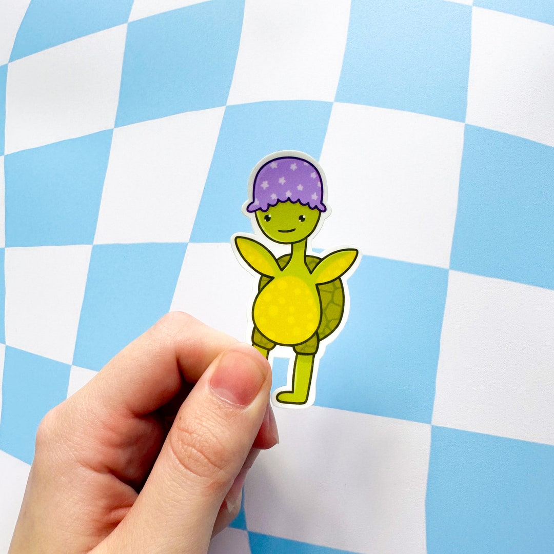Showering Turtle Sticker, Cute Sticker, Turtle Art, Waterproof Sticker ...