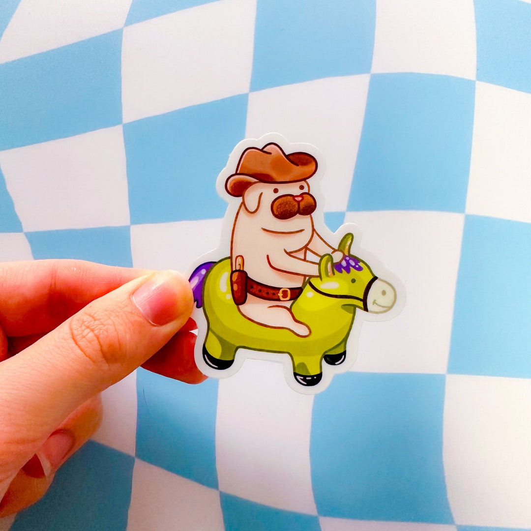 Cowboy Pug Sticker, Cute Sticker, Dogs, Pug Art, Waterproof Sticker ...