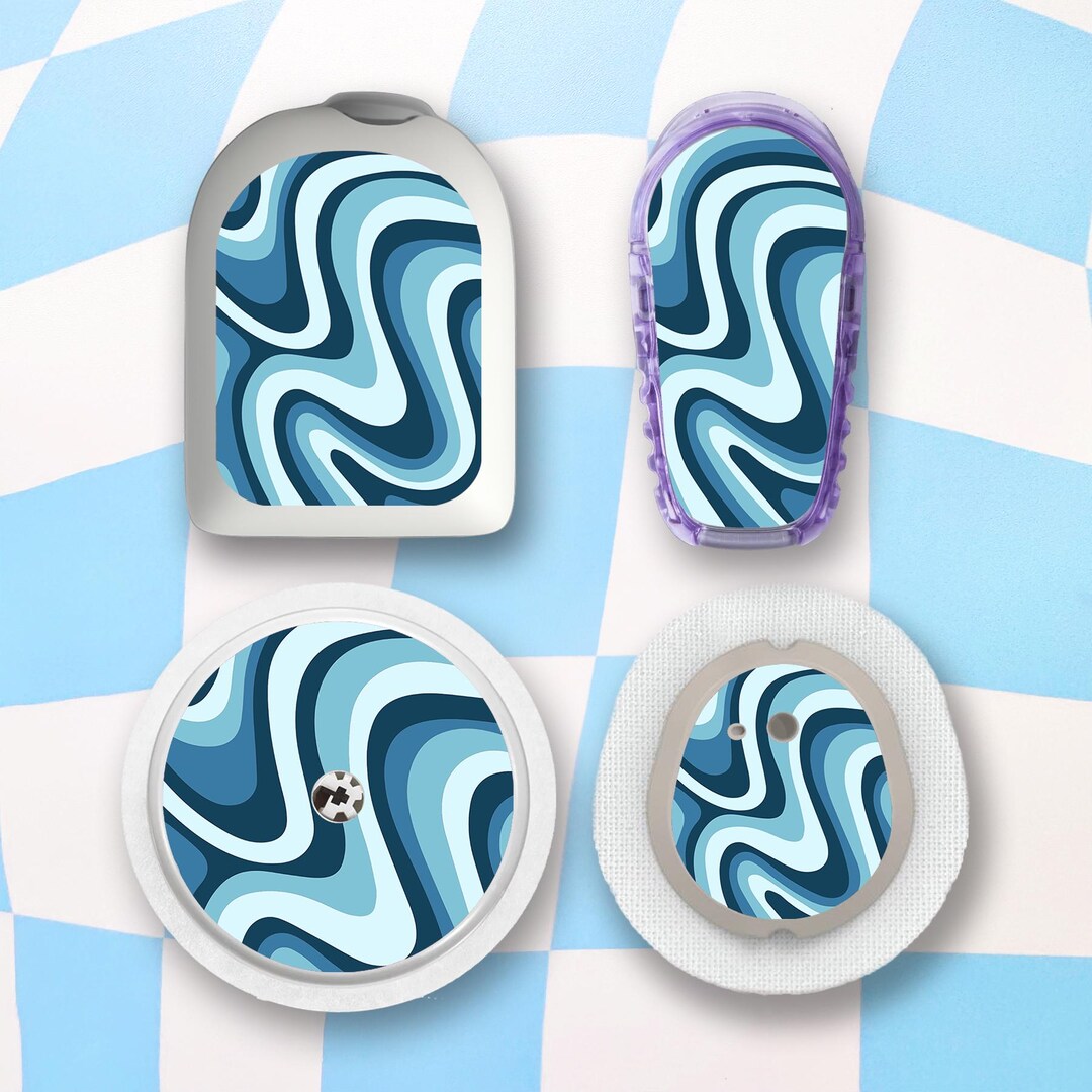 Blue Waves Diabetes Stickers, Dexcom G6 & G7, Freestyle Libre, Omnipod ...