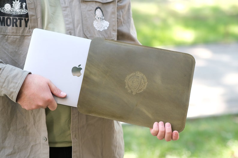 Leather Laptop Sleeve for Macbook Pro 13 Personalized Leather | Etsy