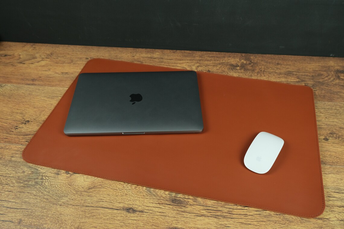 Personalized Large Leather Desk Pad 24 Inch Wide / Handmade - Etsy