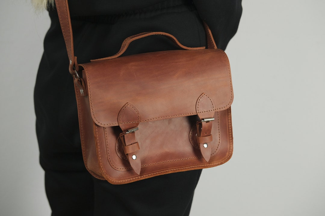 Personalized Leather Satchel Bag / Monogram Leather Shoulder Bag ...