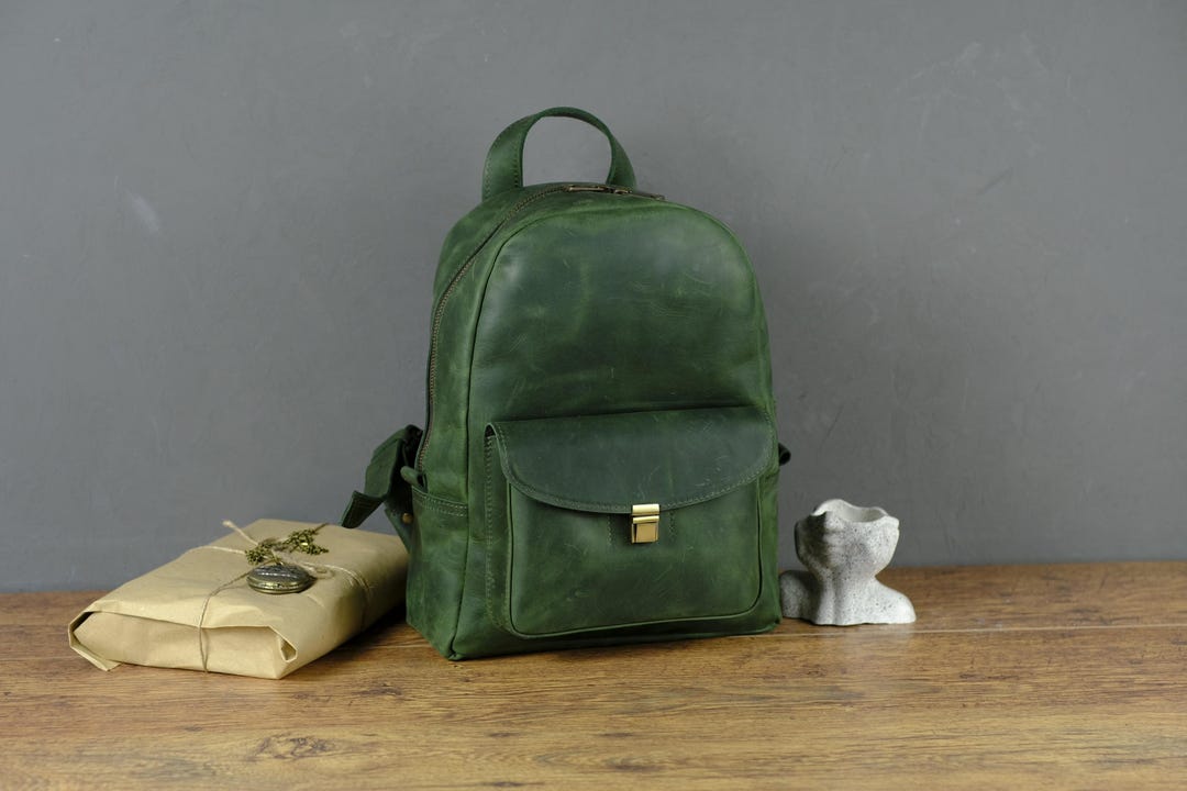 Women’s Full Grain Leather Backpack,large Handmade Rucksack With Zipper ...