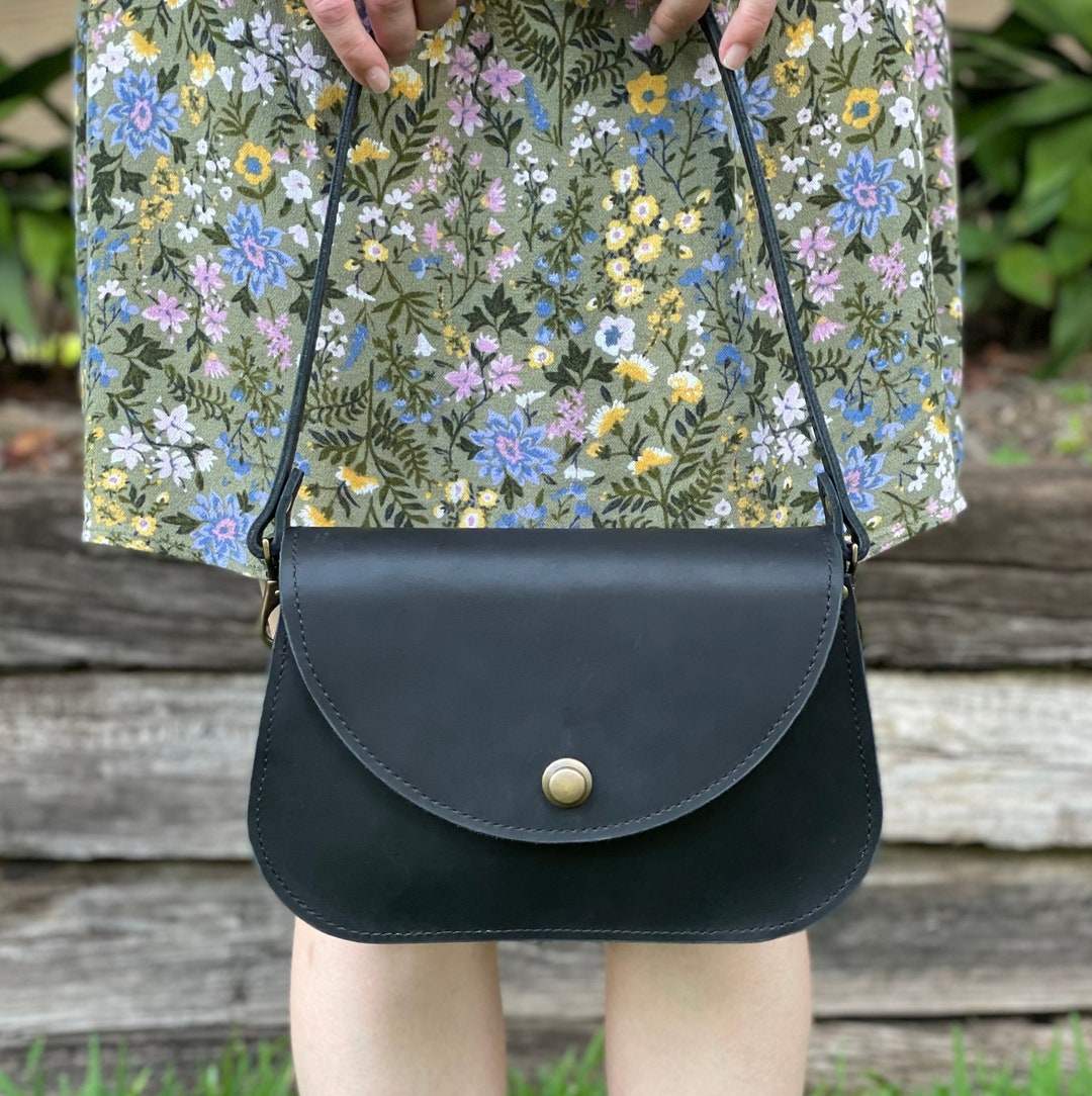 Leather Crossbody Saddlebag Purse: Black Handmade American SB Foot Full ...