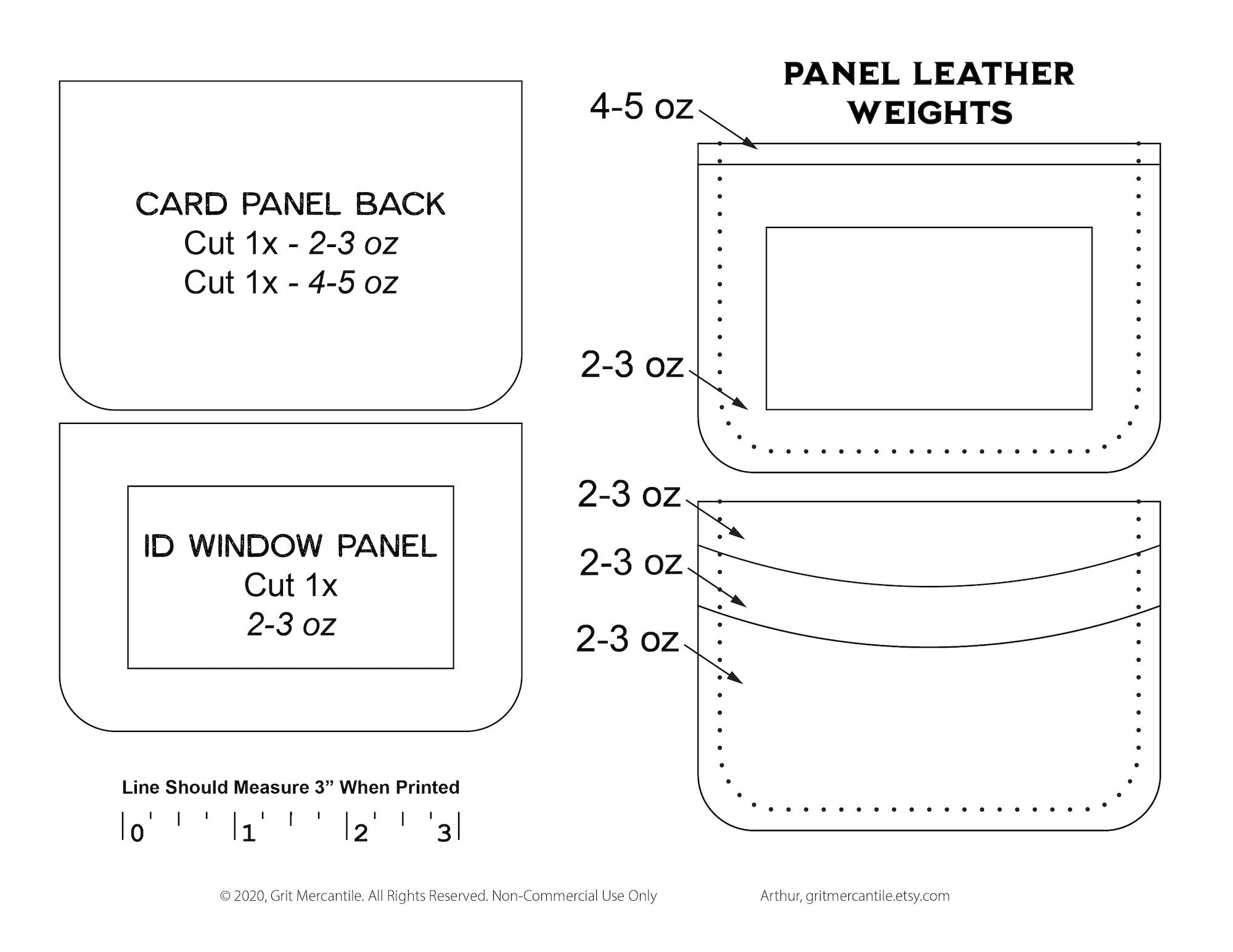 Arthur Letter Size Pattern ID Card Wallet Template Letter | Etsy