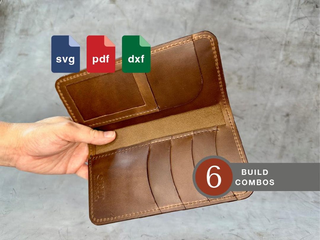 Long Wallet Pattern SVG PDF DXF Digital Download Template | Lewis - Etsy