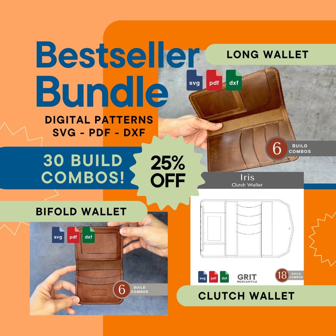Wallet Patterns Bundle SVG PDF DXF Digital Download Template | Lewis ...
