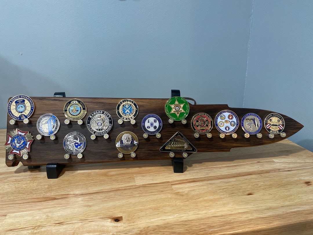 Challenge Coin Bullet Shaped Display Case Made of Oak and 9mm Casings ...