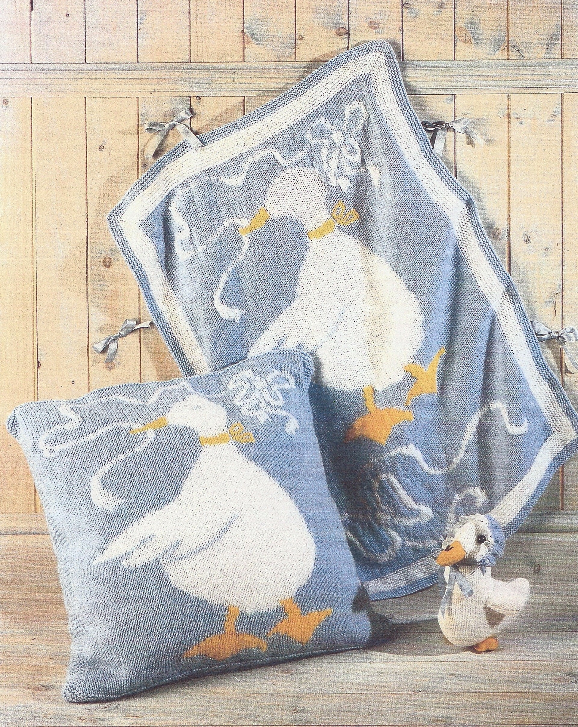 Baby Cot Blanket Cushion Cover Cuddly Toy Duck Knitting - Etsy