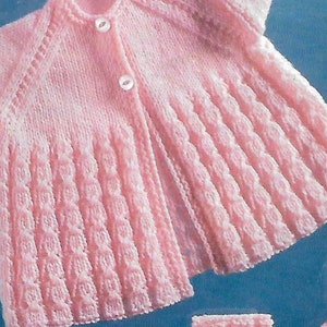 Baby's Pretty Matinee Jacket Bonnet and Bootees Knitting - Etsy