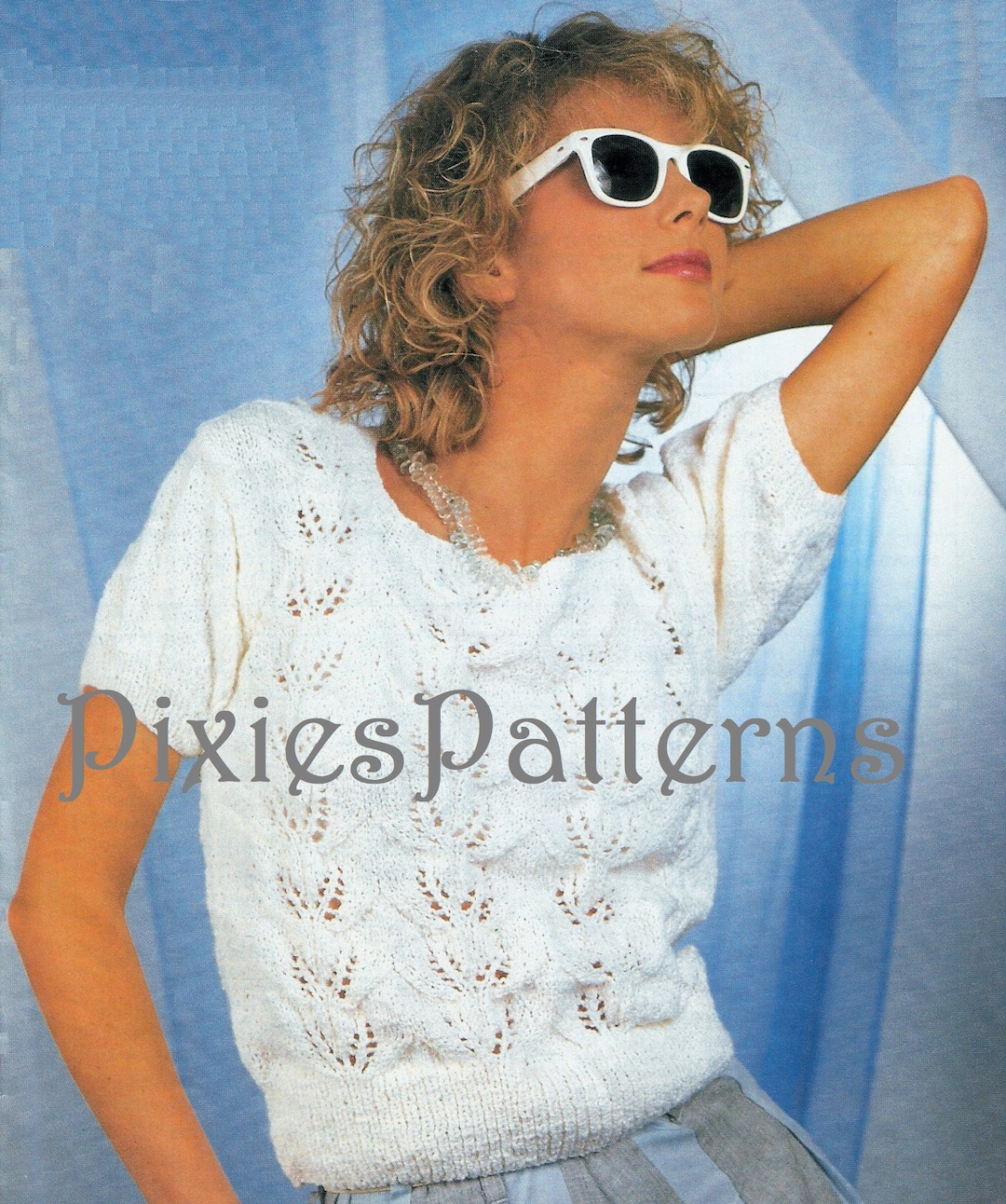 Ladies Short Sleeve Lacy Top Knitting Pattern PDF Instant Digital ...
