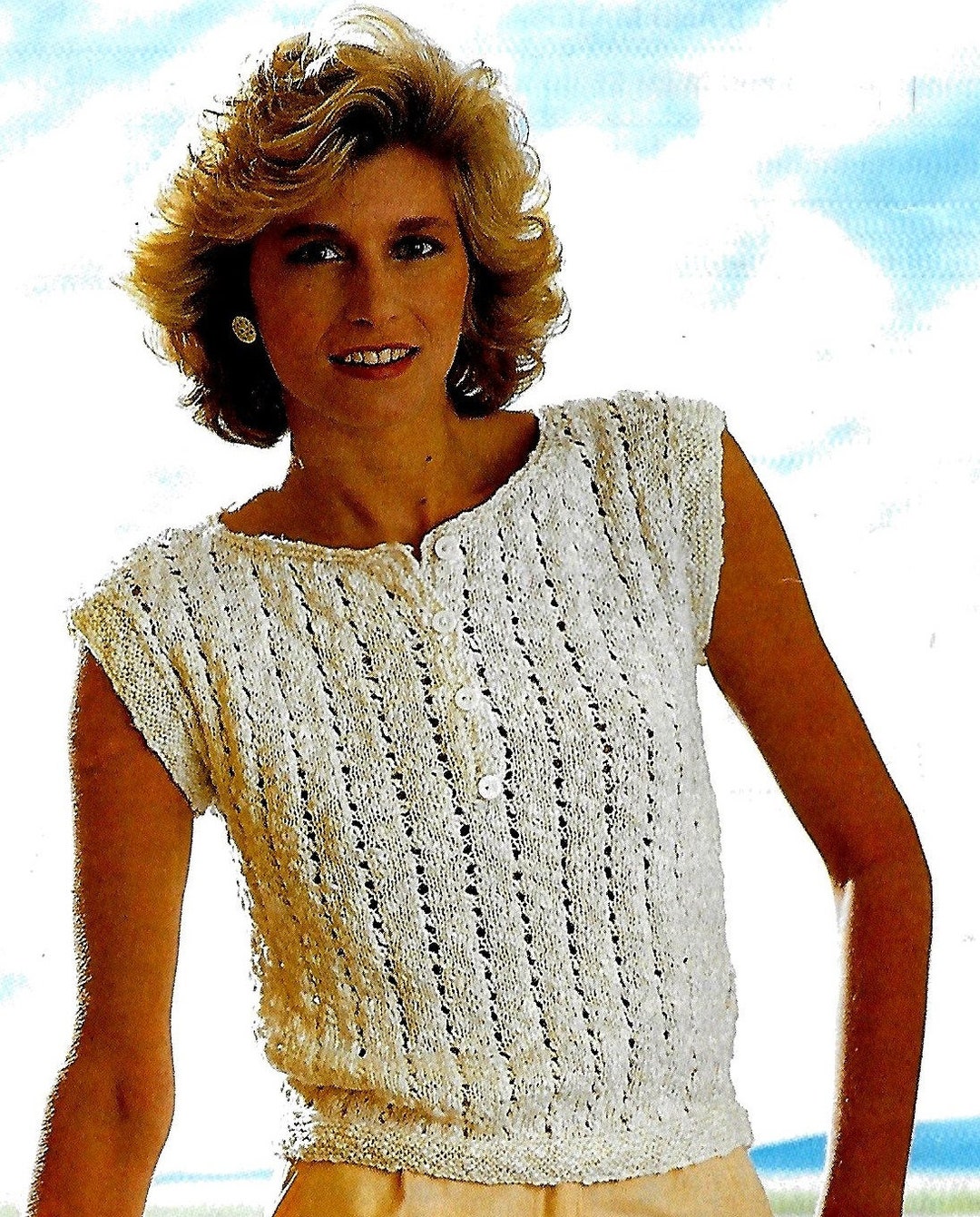 Ladies Summer Top With Button Opening Knitting Pattern PDF Instant ...