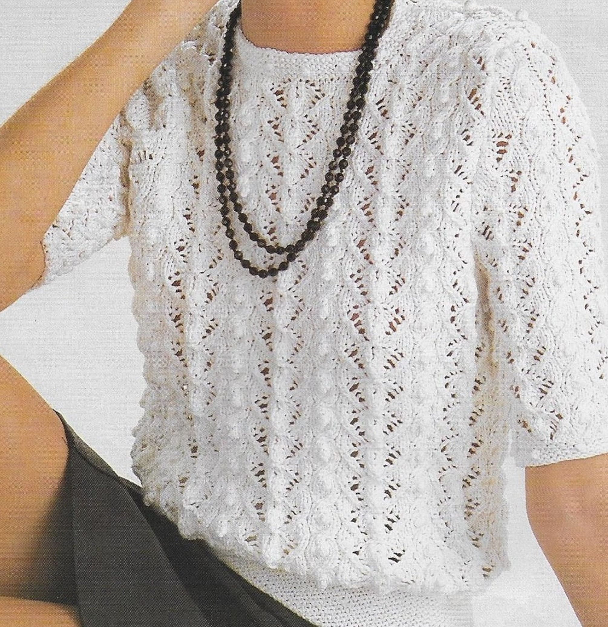 Ladies Short Sleeve Lacy Top Knitting Pattern PDF in English Only ...