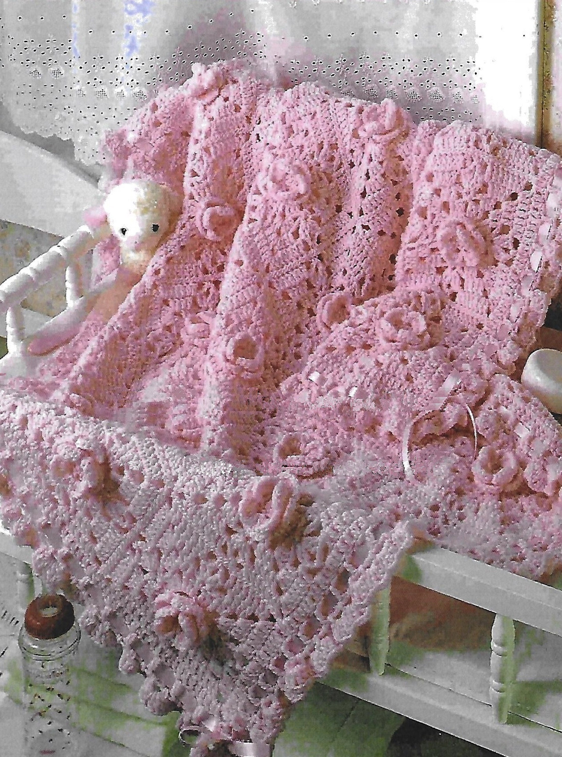 Pretty in Pink Rose Detail Baby Shawl/afghan/ Throw Crochet - Etsy
