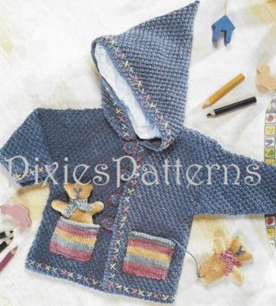 Baby/toddler's Cute Hooded Jacket & Teddy Knitting - Etsy