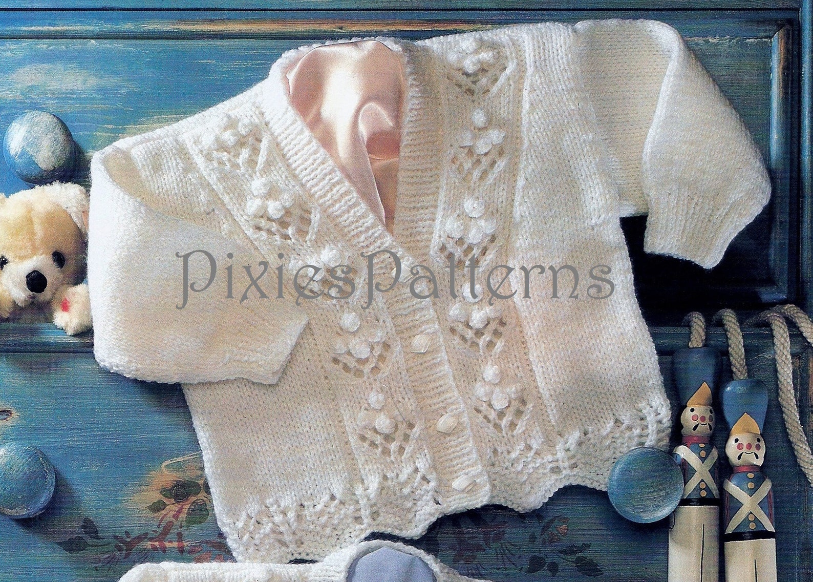 Baby/girl Lacy Panel Cardigan Knitting Pattern. to Fit 16"-24" Chest ...