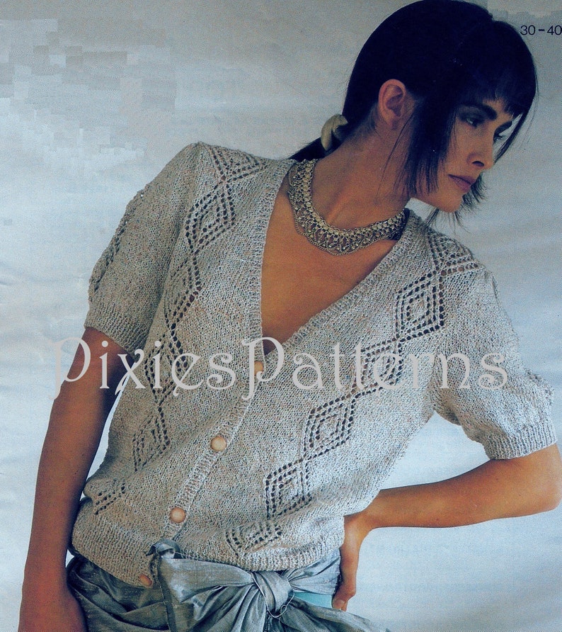 Ladies Short Sleeve Cardigan Knitting Pattern PDF in English Only ...