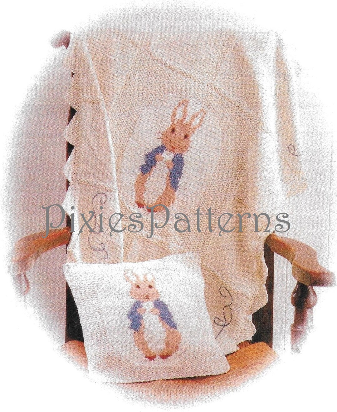 Peter Rabbit Cot Cover, Throw and Cushion Cover Knitting Pattern ...