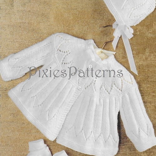 Baby's Pretty Matinee Jacket & Bonnet Knitting Pattern. to - Etsy