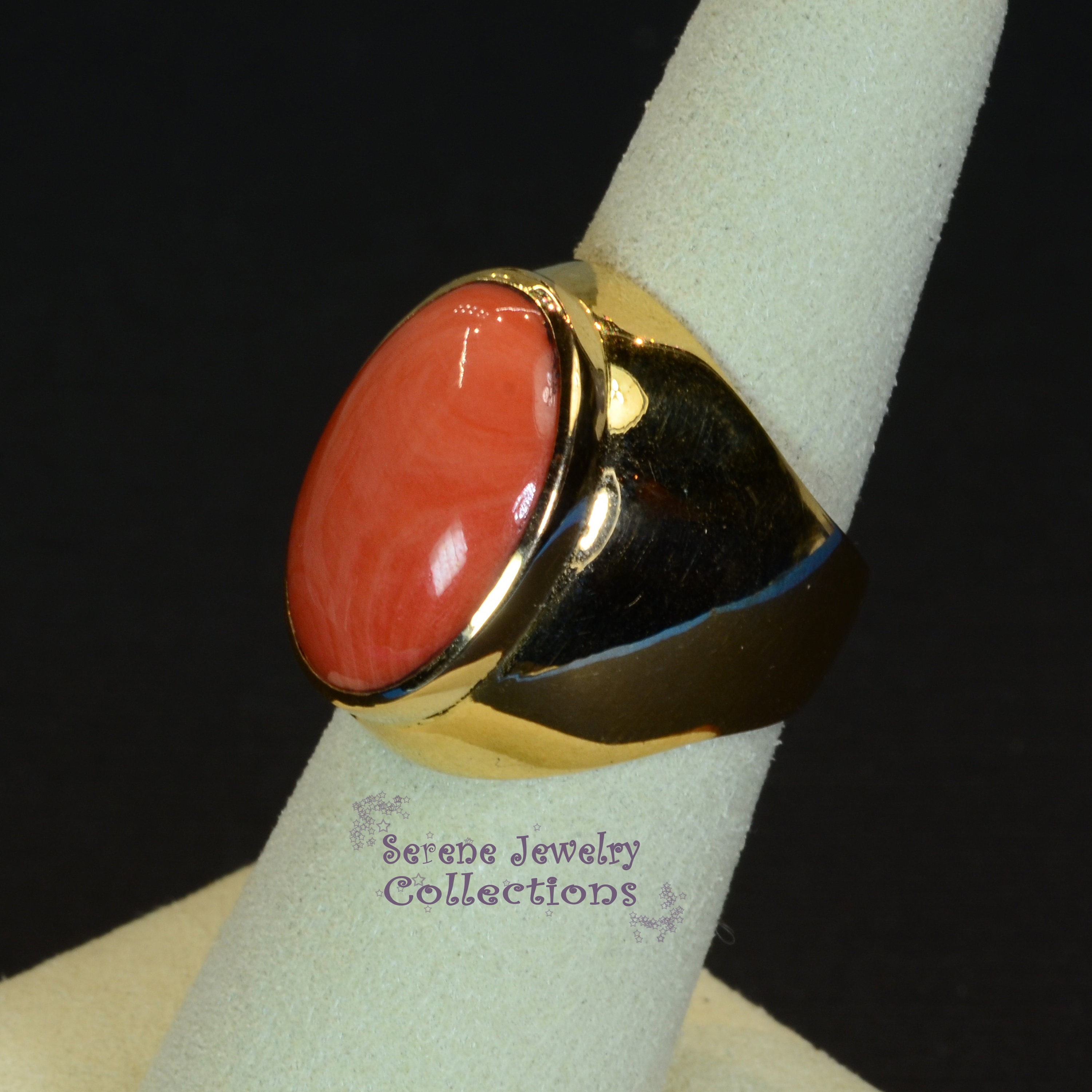 Japanese Momo Coral 18k Gold Ring Vintage Ring Size 6 - Etsy