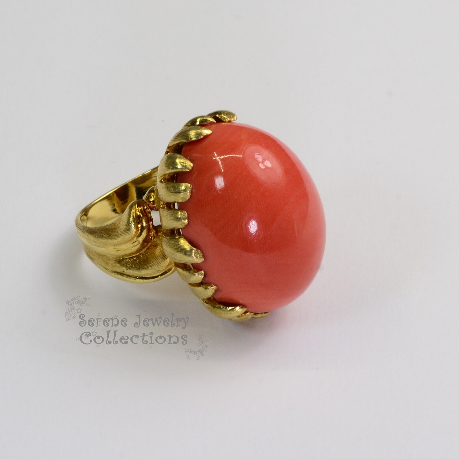 Japanese Momo Coral Diamond 18k Gold Ring Vintage Ring Size - Etsy