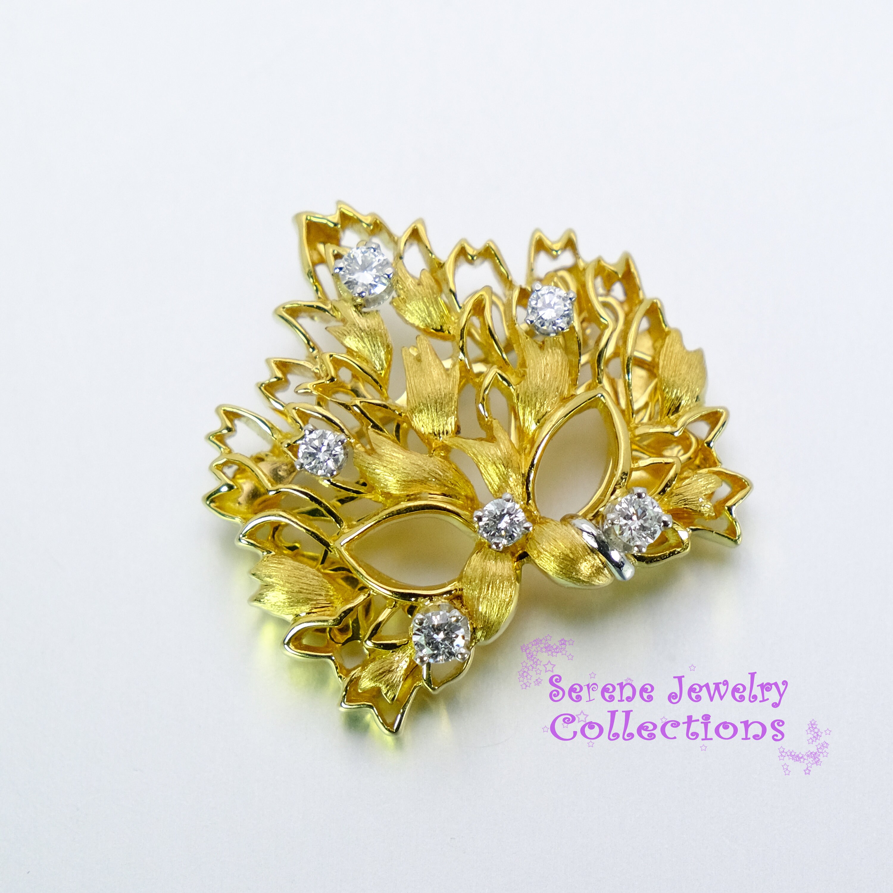 Henry Dunay Diamond 18k Yellow Gold Platinum Mask Brooch Vintage - Etsy