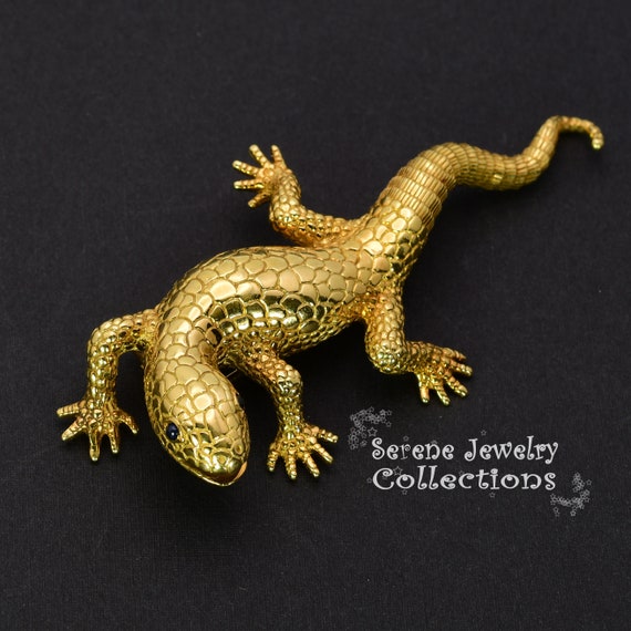 Craig Drake 18k Solid Yellow Gold Sapphire Lizard Bro… - Gem