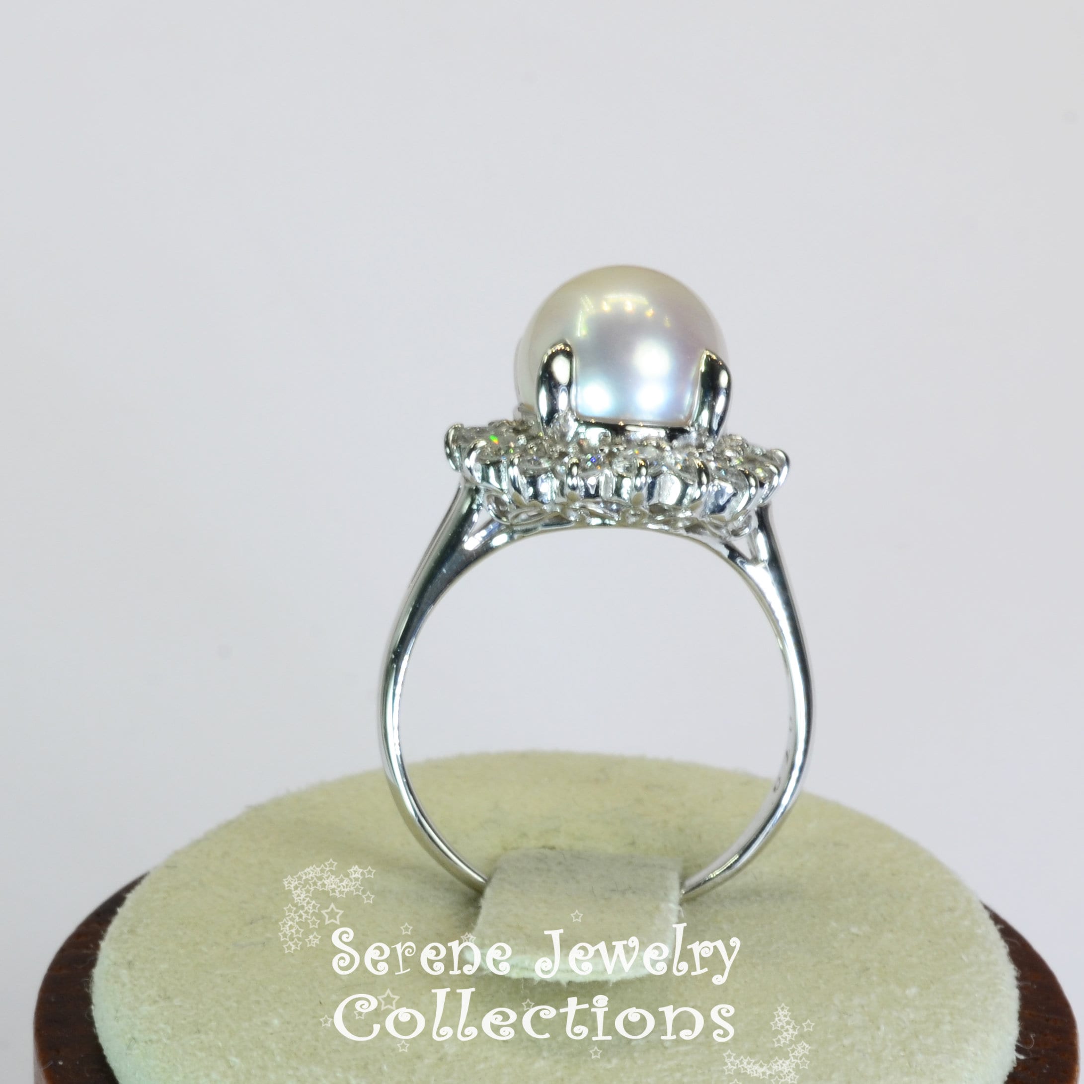 9.2MM Japanese Akoya Pearl Diamond Platinum Ring Vintage Size 6.5 - Etsy
