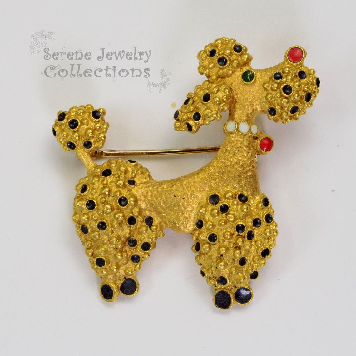 Enamel 18K Gold Poodle Brooch Vintage - Etsy