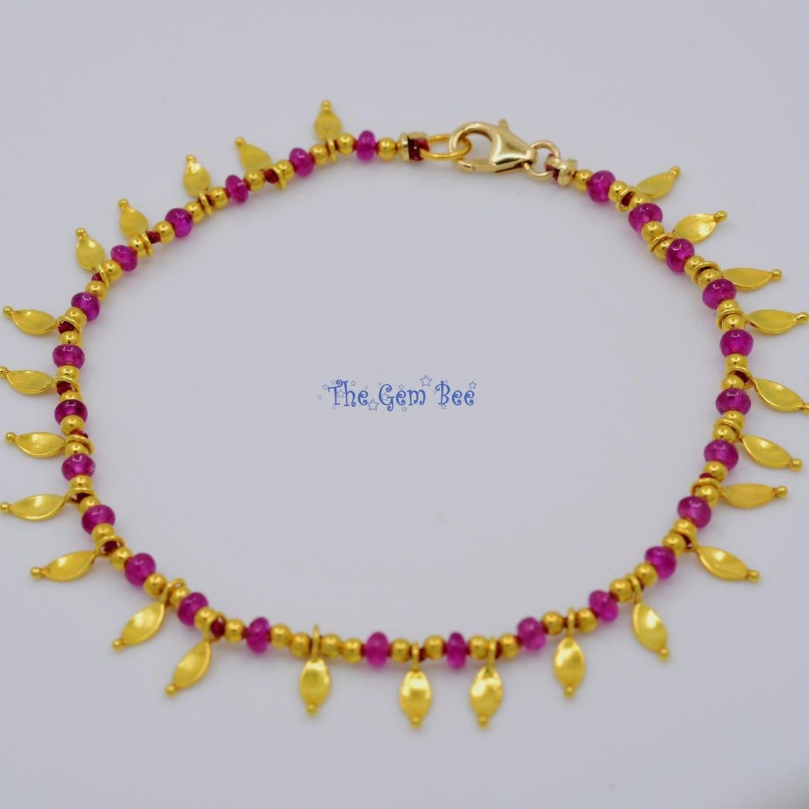 18k Solid Gold Gem Grade Fine Burmese Ruby Smooth Rondelles Beads 7 ...