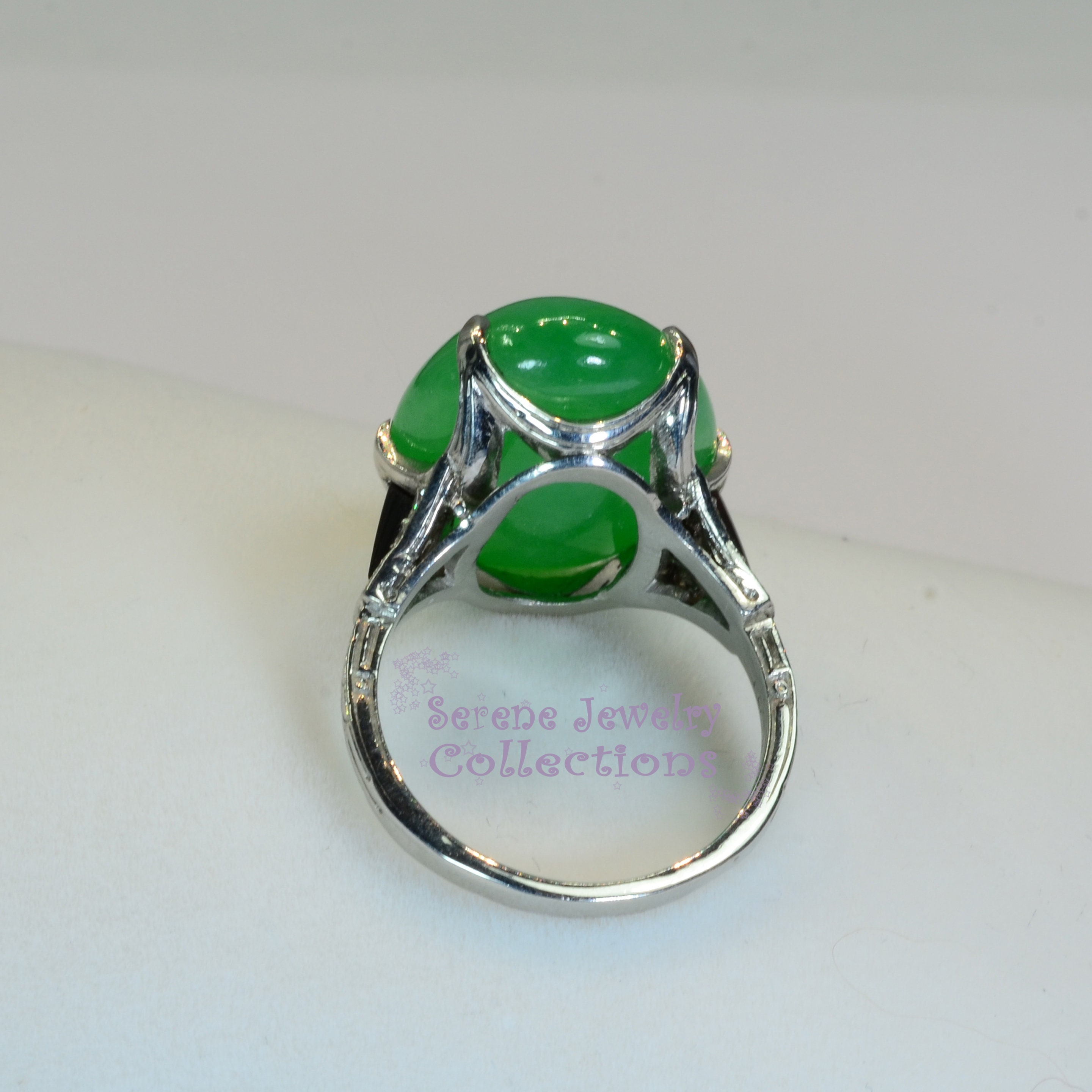 GIA Untreated Art Deco Antique 14CT Untreated A Jade Jadeite Diamond ...
