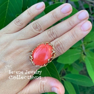 Japanese Momo Coral 14k Gold Ring Vintage Ring Size 6.75 - Etsy